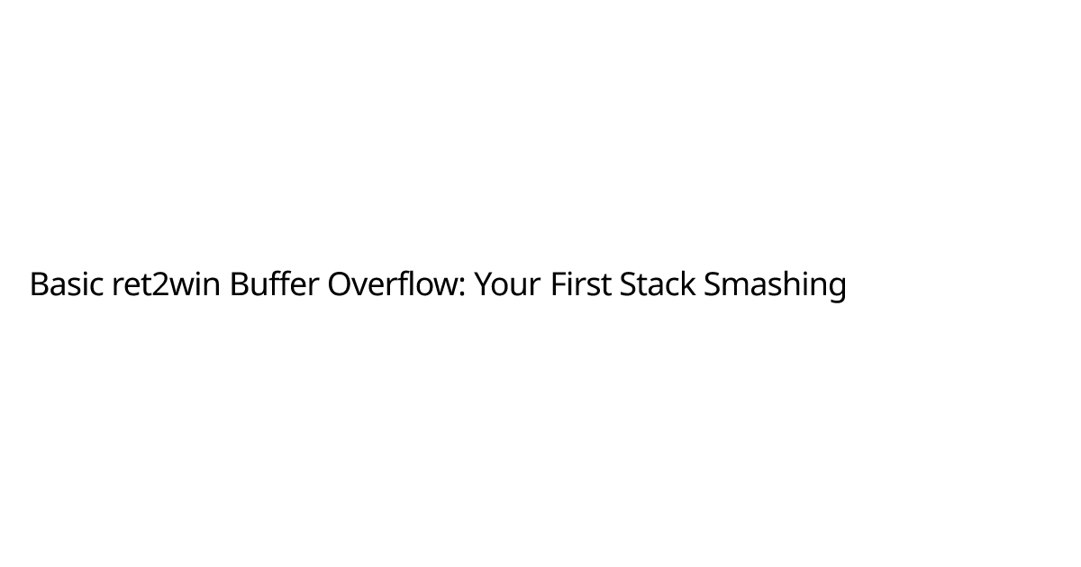 Basic ret2win Buffer Overflow: Your First Stack Smashing | Ian | Hacking